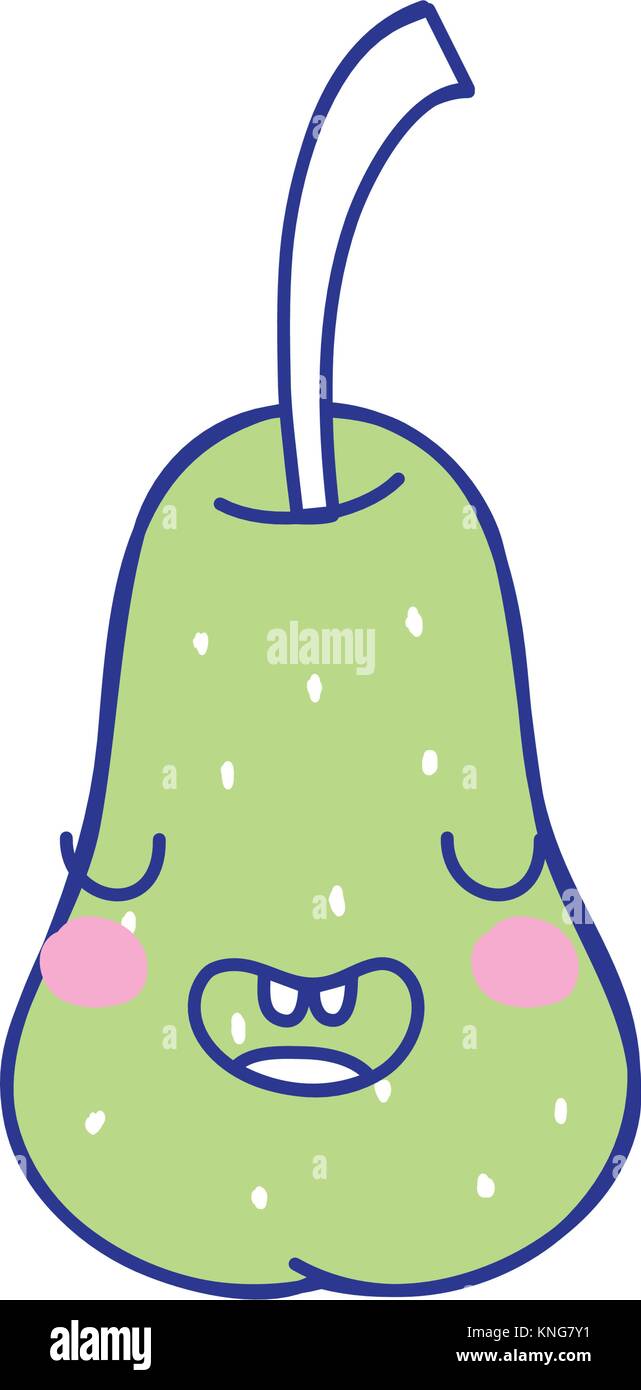 full color cute pear kawaii funny fruit Stock Vector Image & Art - Alamy