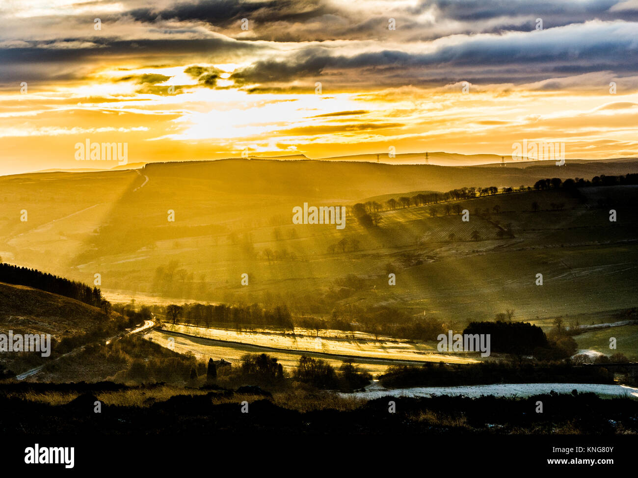 Road to Rothbury | Beautiful Winter Light and Sunset, Northumberland ...