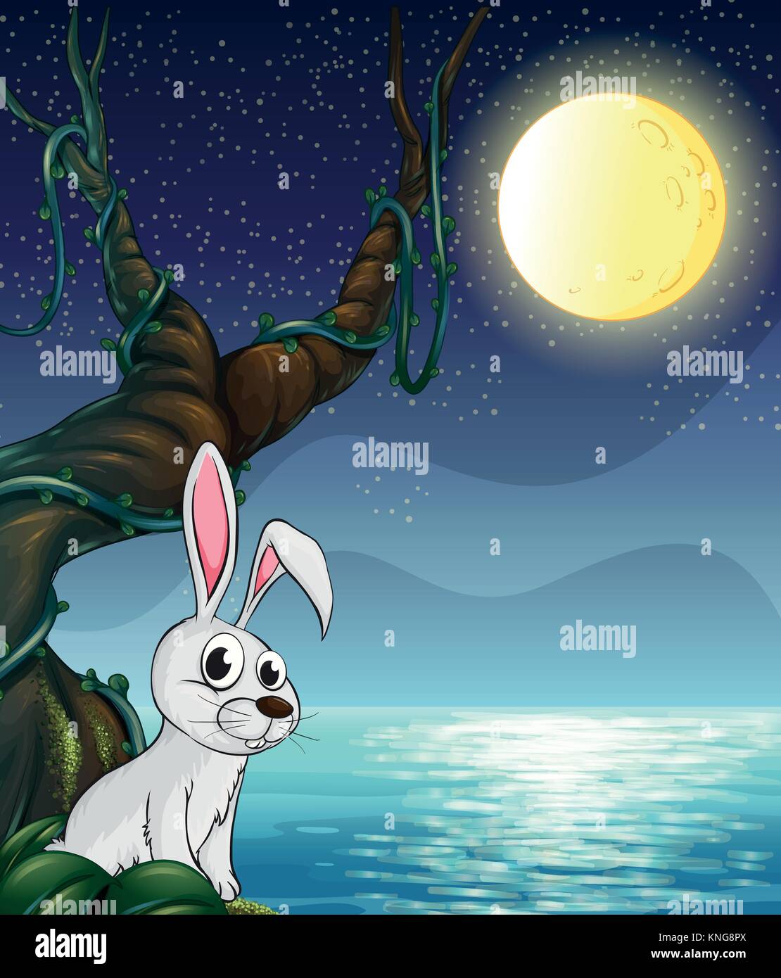 Full moon lake Stock Vector Images - Alamy