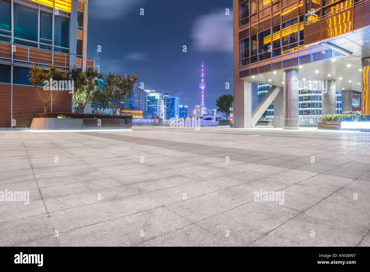 empty brick floor front of modern building in Shanghai Stock Photo - Alamy