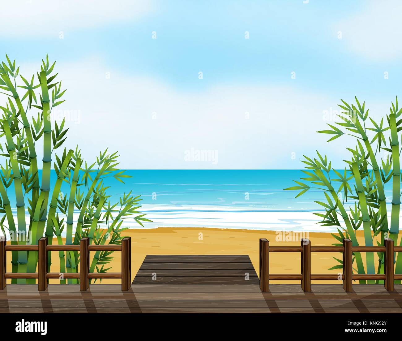 Illustration of a wooden bench on a beach Stock Vector Image & Art - Alamy