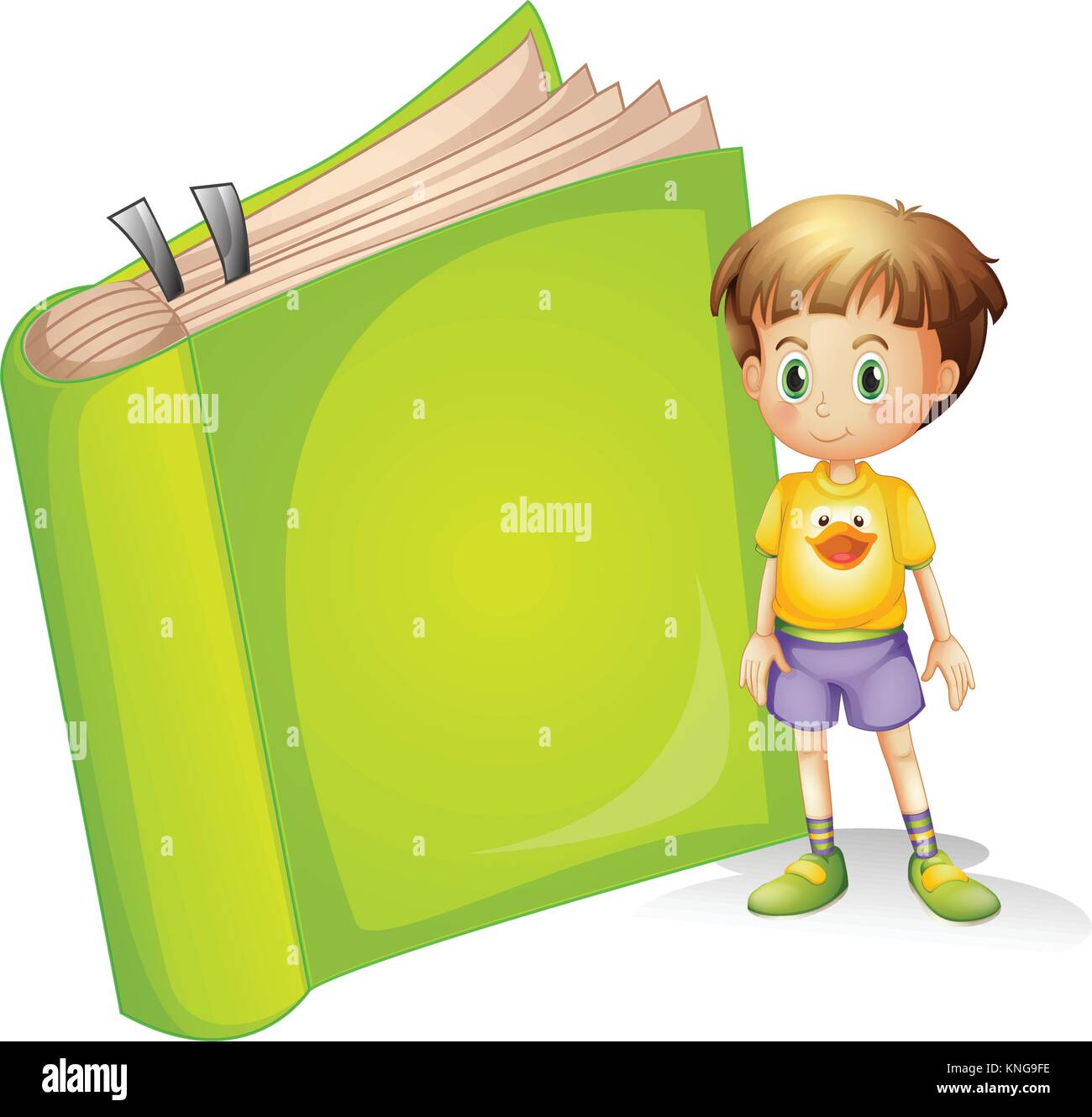 Illustration of a boy and a book on a white background Stock Vector ...