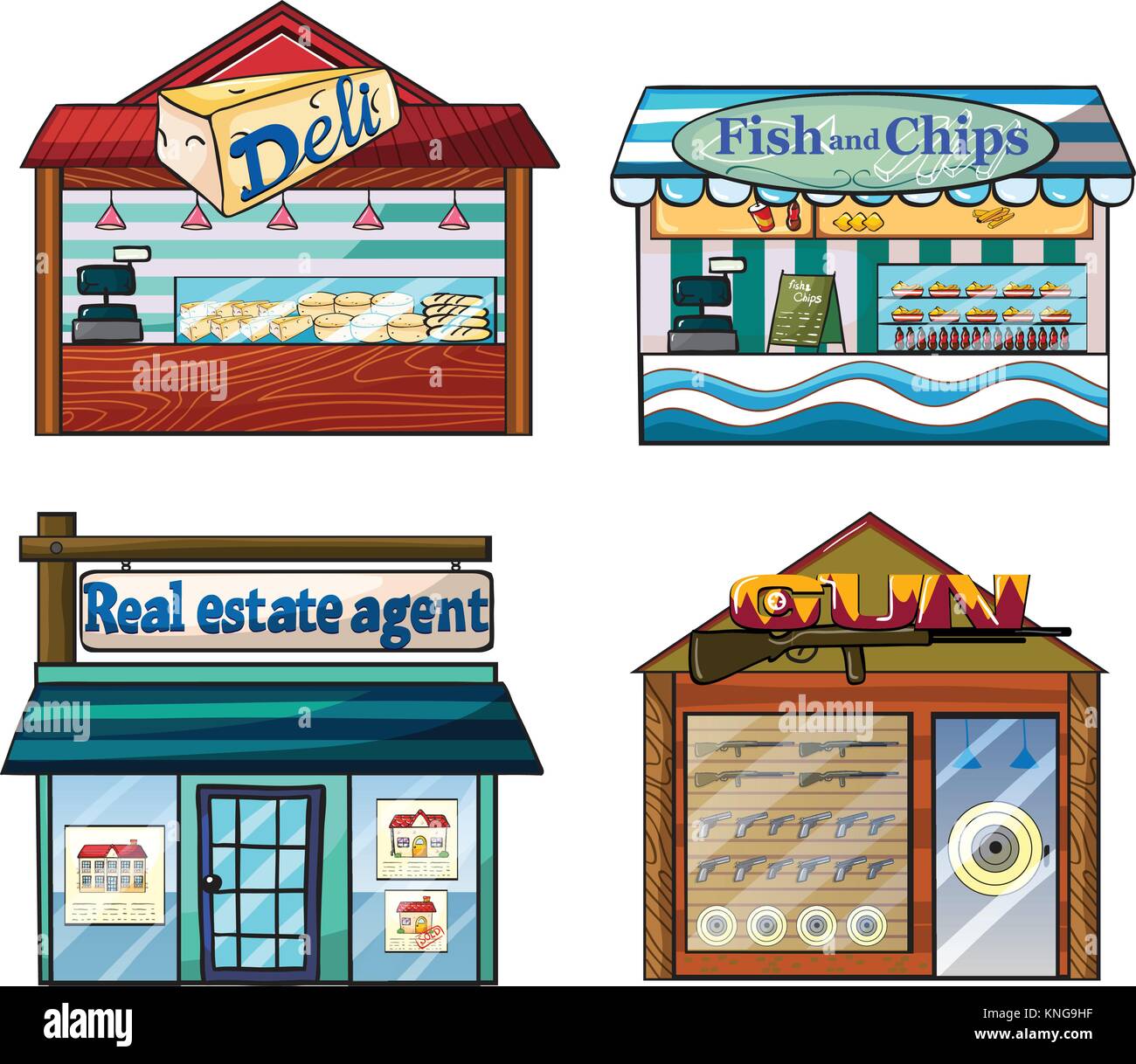 Illustration of a set of shops Stock Vector Image & Art - Alamy