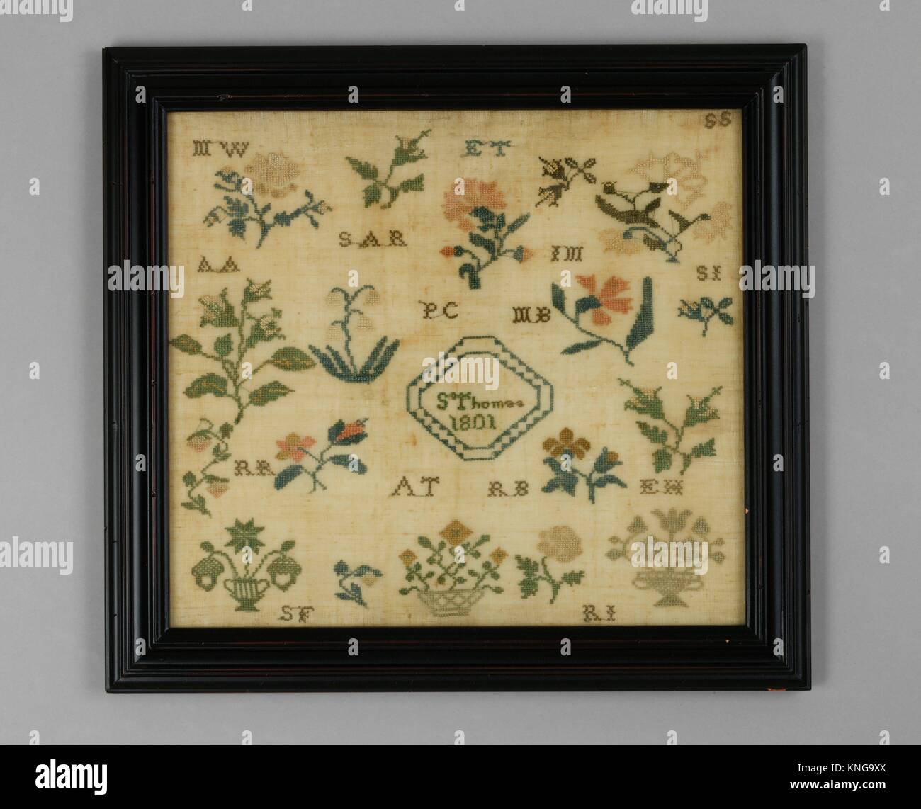 Embroidered sampler. Maker: Sarah Thomas (1786-1826); Date: 1801 ...
