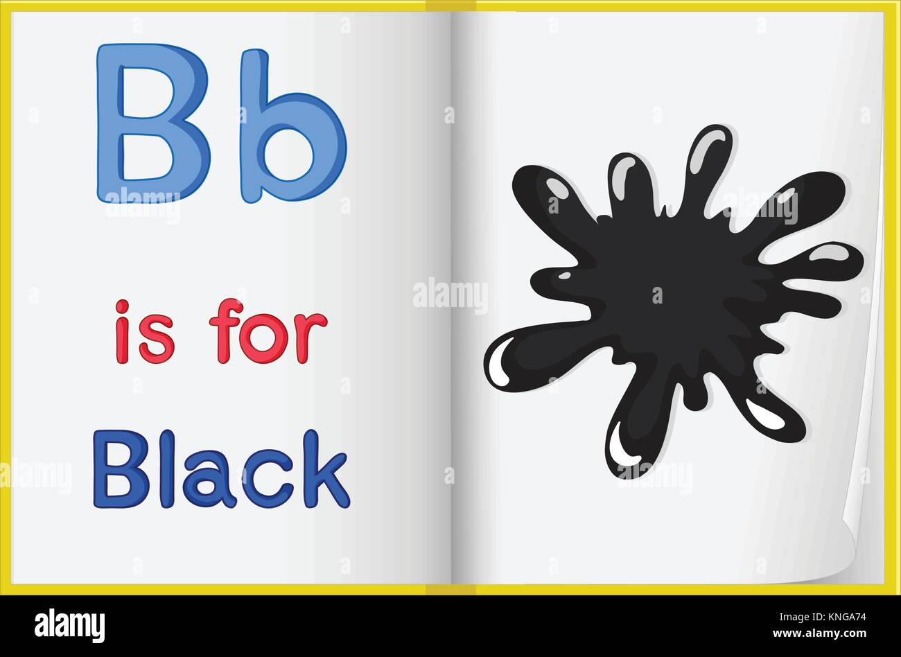 illustration of black color splash on a book on a white background ...