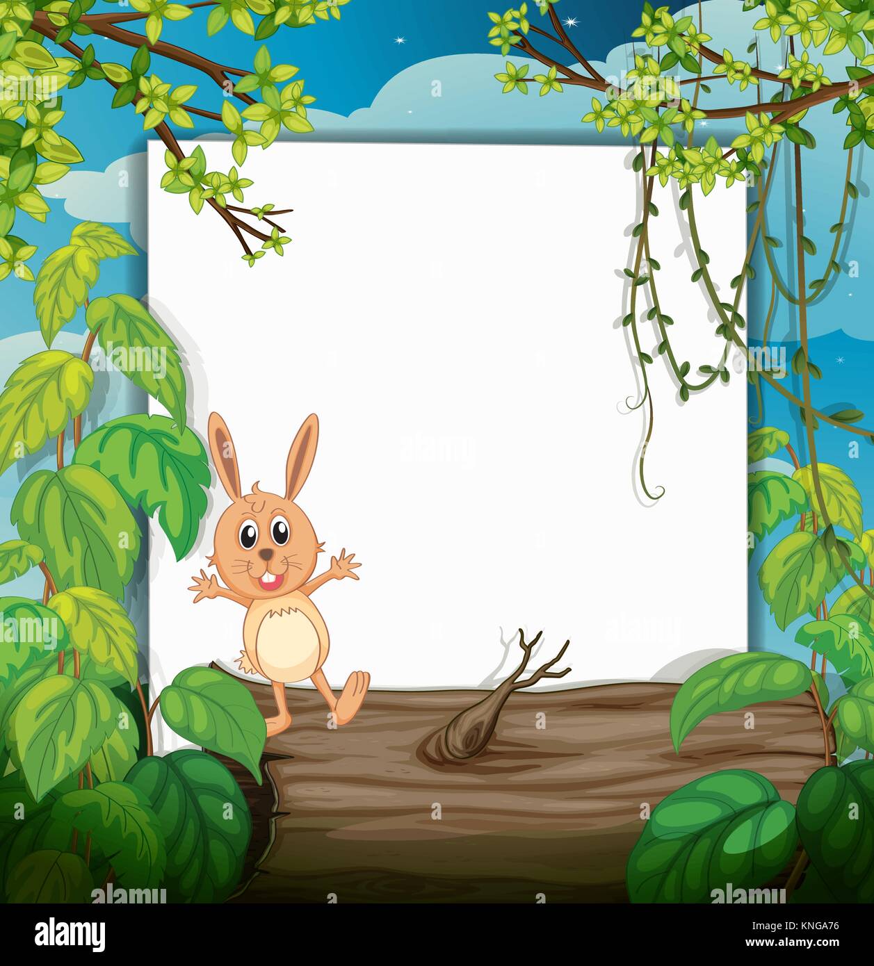 Illustration of a rabbit on a trunk Stock Vector Image & Art - Alamy