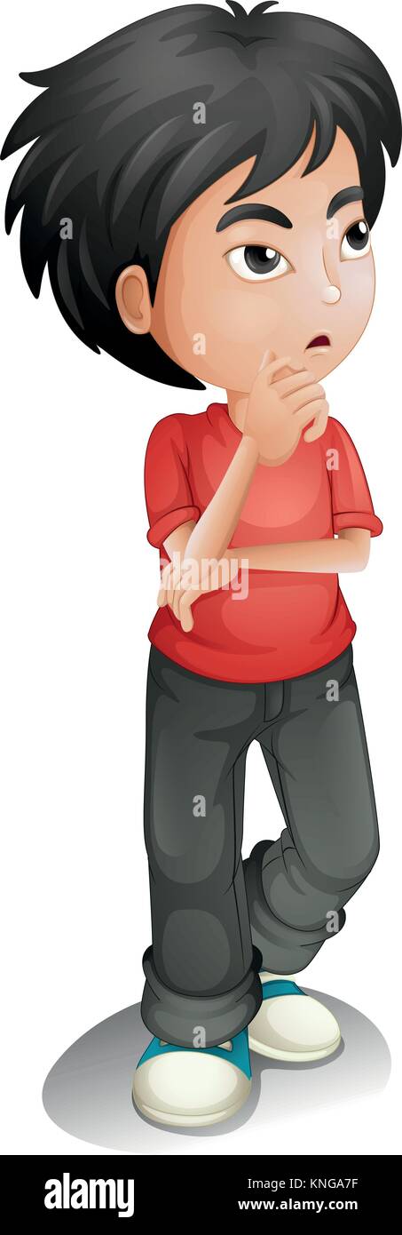 Illustration of a boy thinking on a white background Stock Vector Image ...