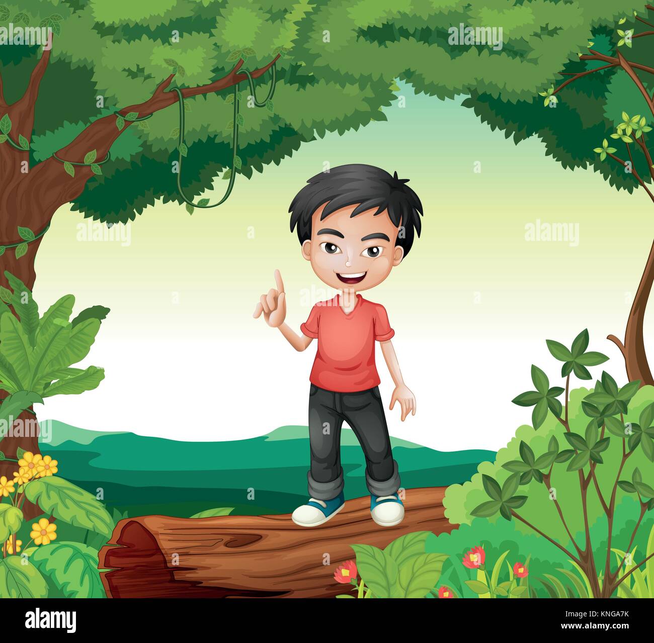 Illustration of a boy standing in a beautiful nature Stock Vector Image ...