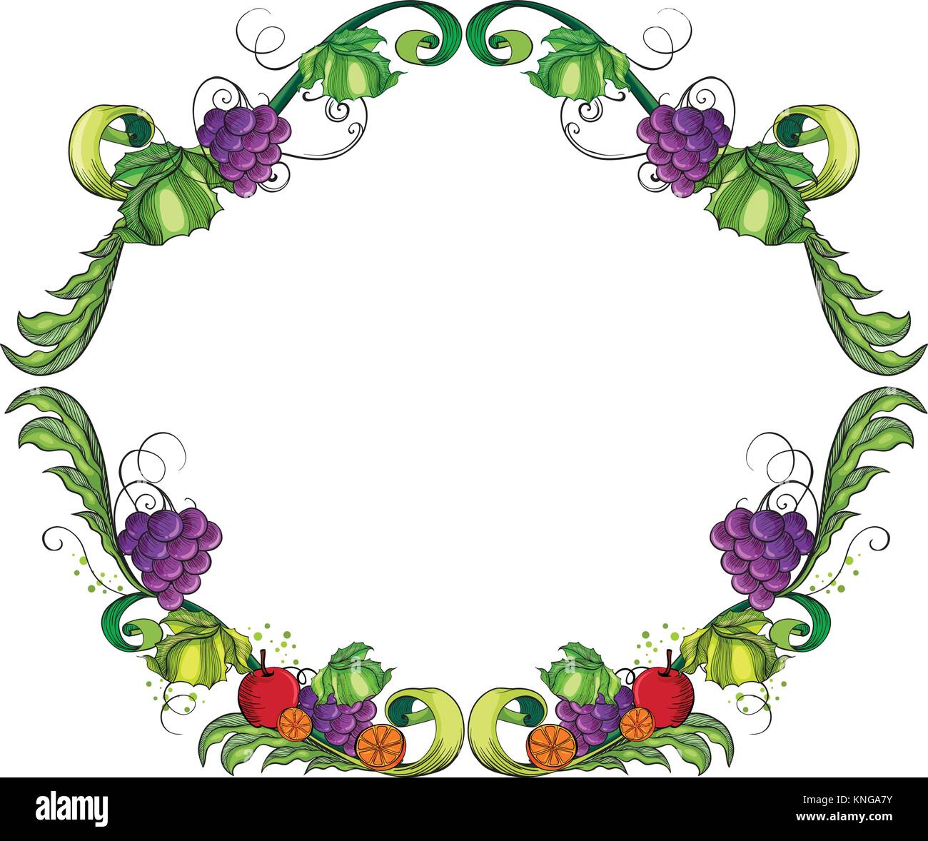 Illustration of a round fruity border on a white background Stock ...