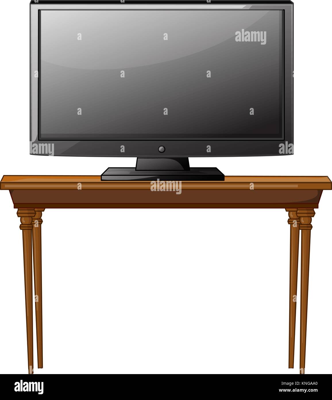 illustration of a television on a table on a white background Stock ...