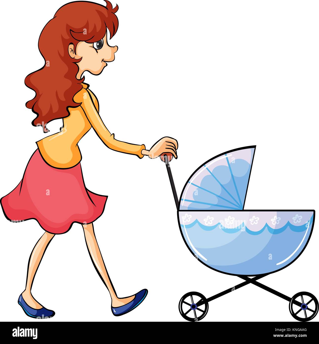Cartoon Mother Pushing Baby Stroller Stock Photos & Cartoon Mother ...