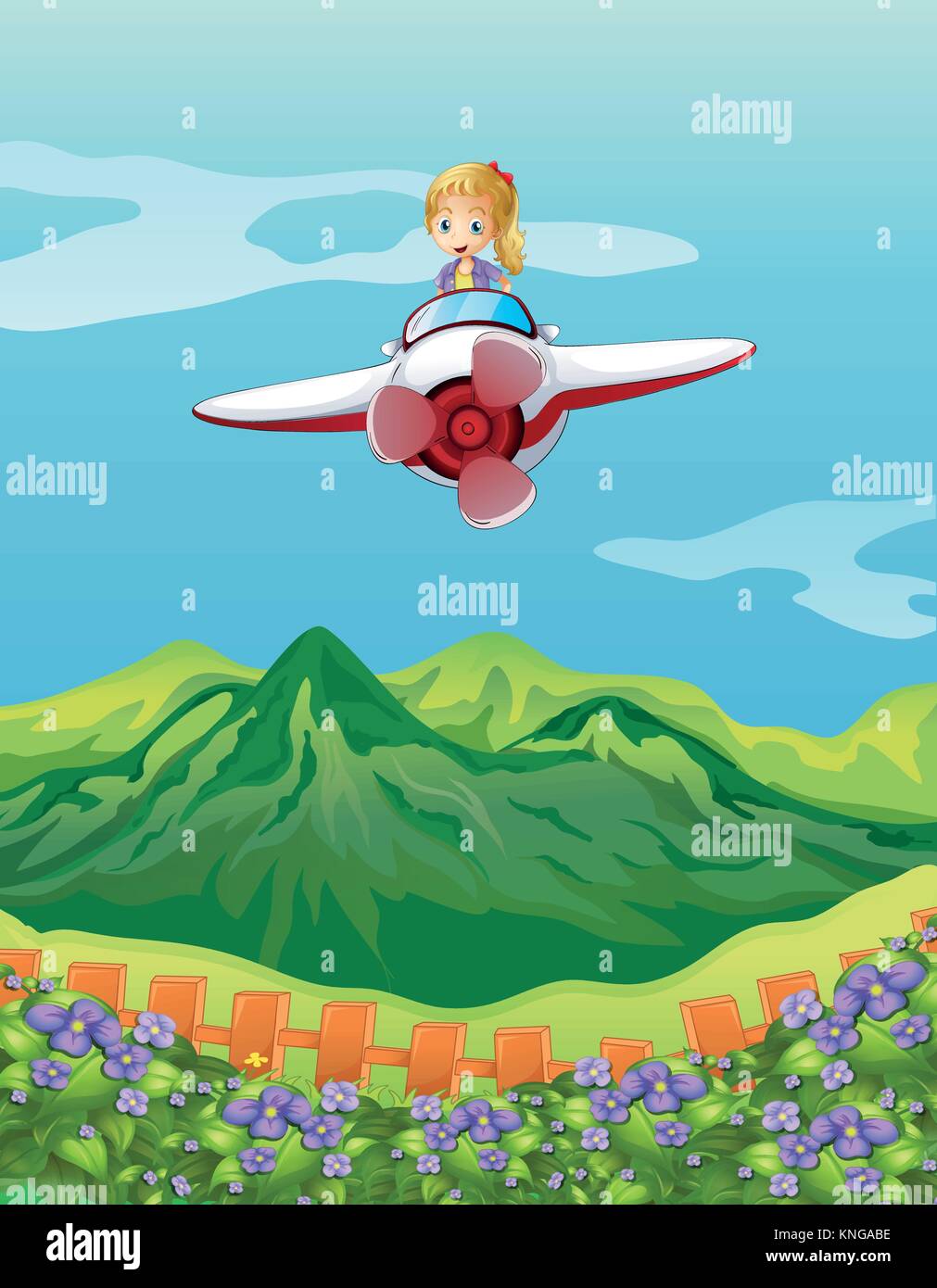 Illustration of a girl flying on a plane Stock Vector Image & Art - Alamy