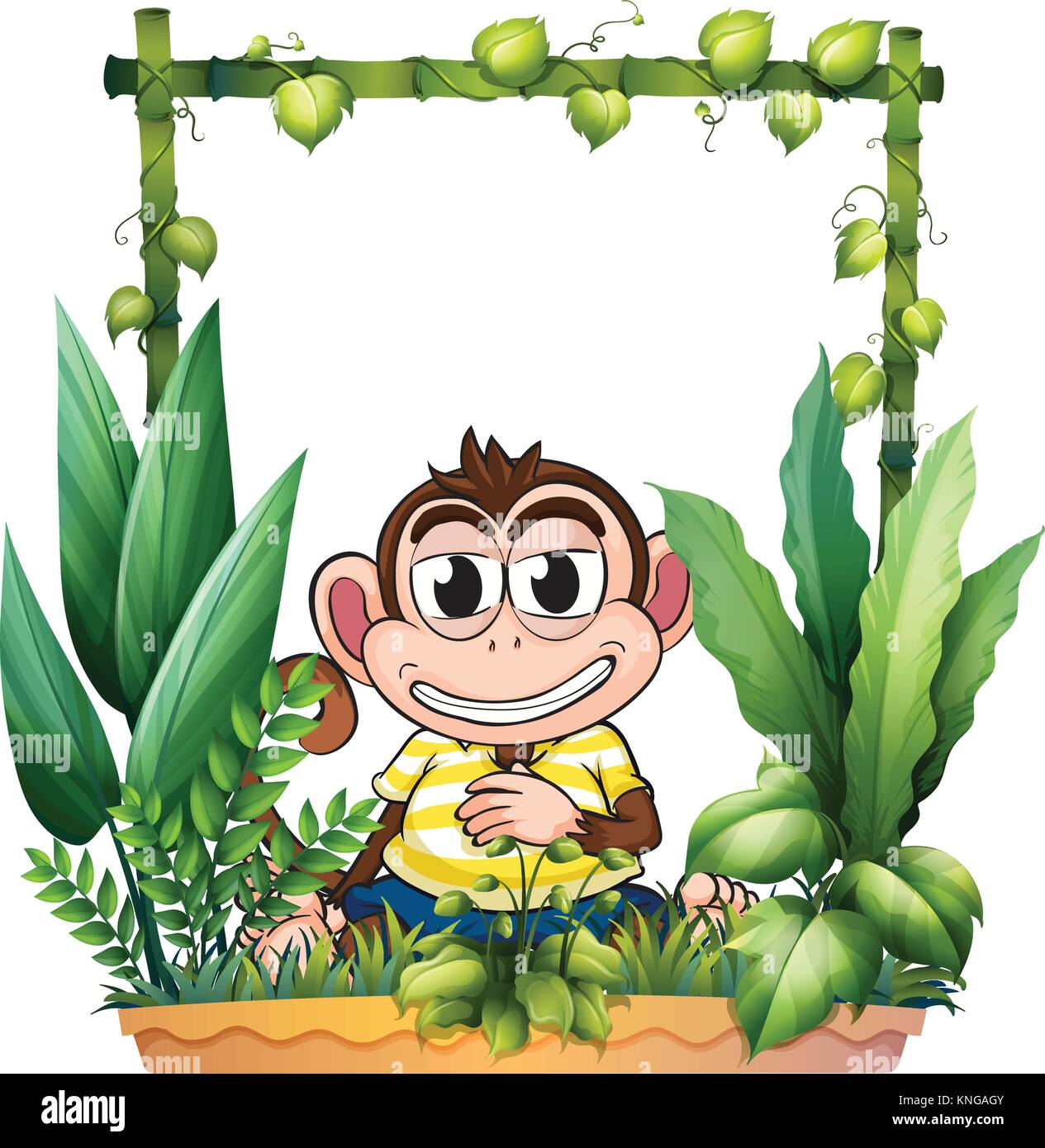Illustration of a monkey smiling on a white background Stock Vector ...
