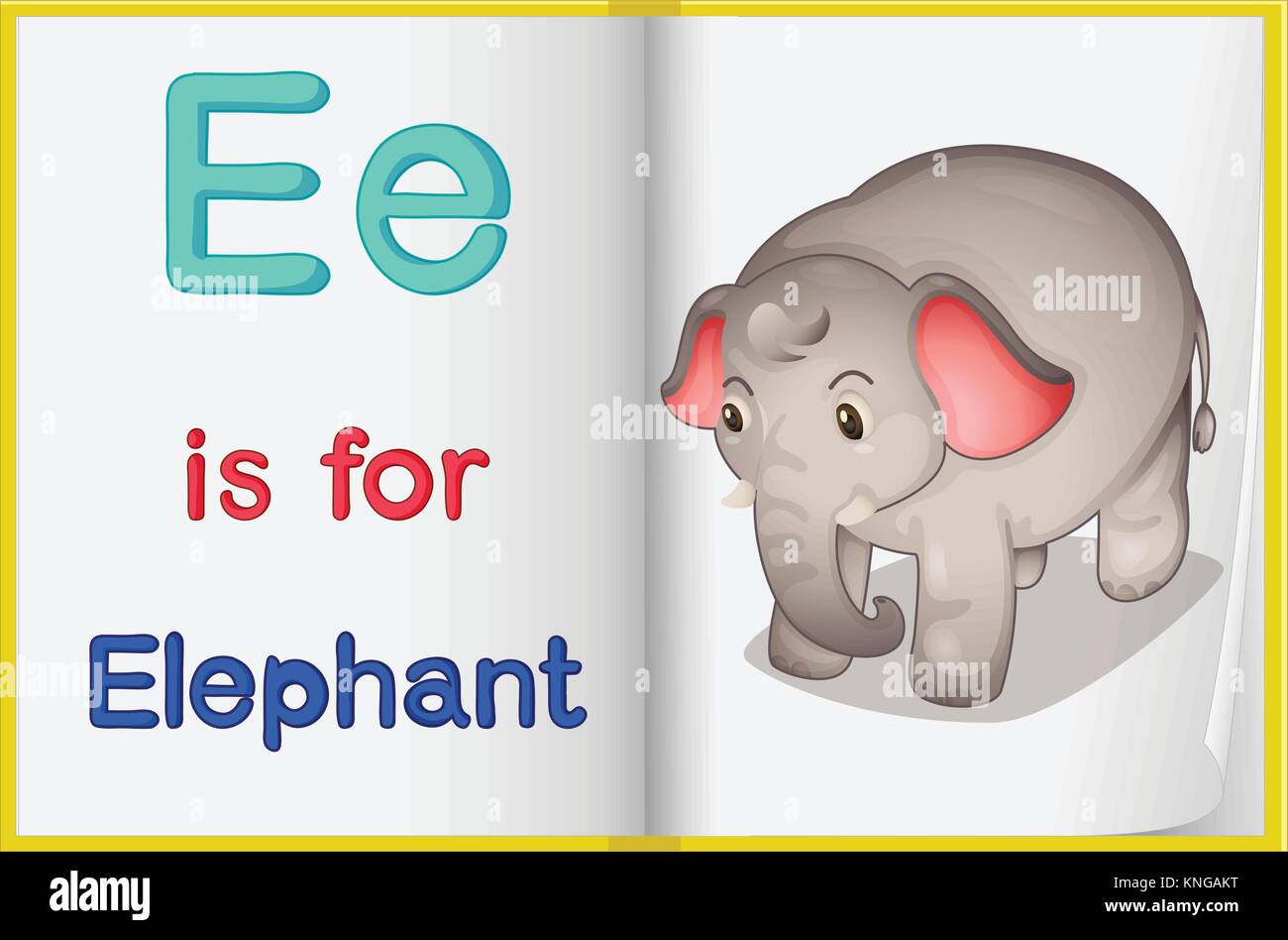 Illustration of an elephant in a book on a white background Stock ...