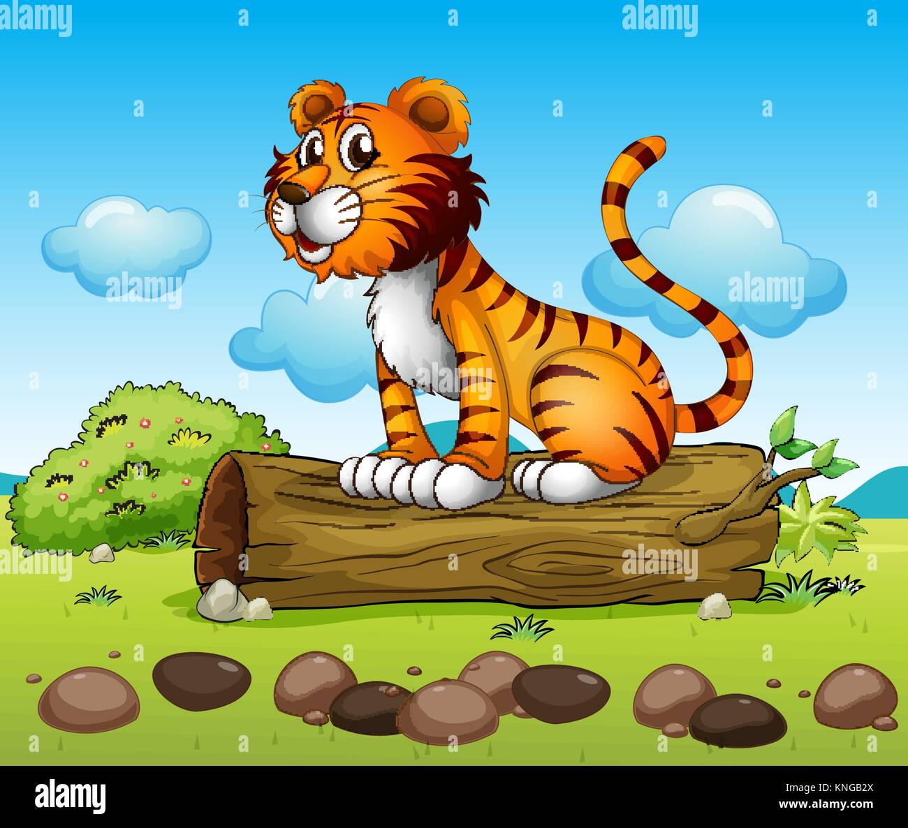 Illustration of a tiger and the trunk of a tree Stock Vector Image ...