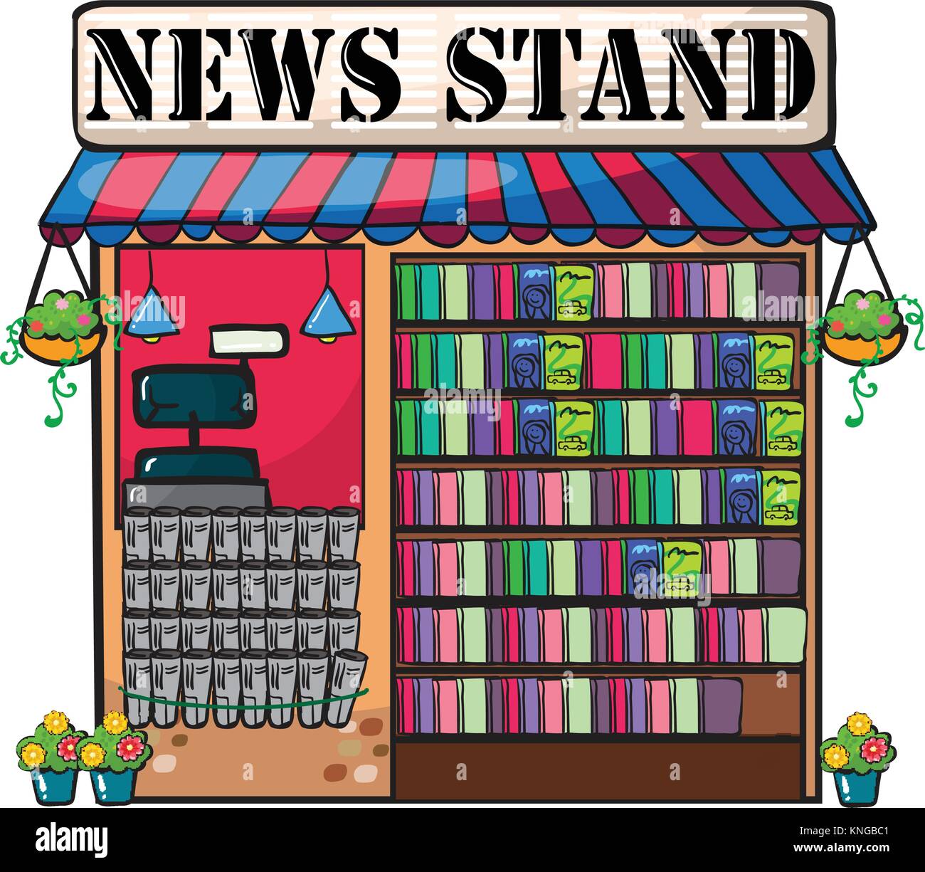 Detailed illustration of newspaper shop on wite Stock Vector Image ...