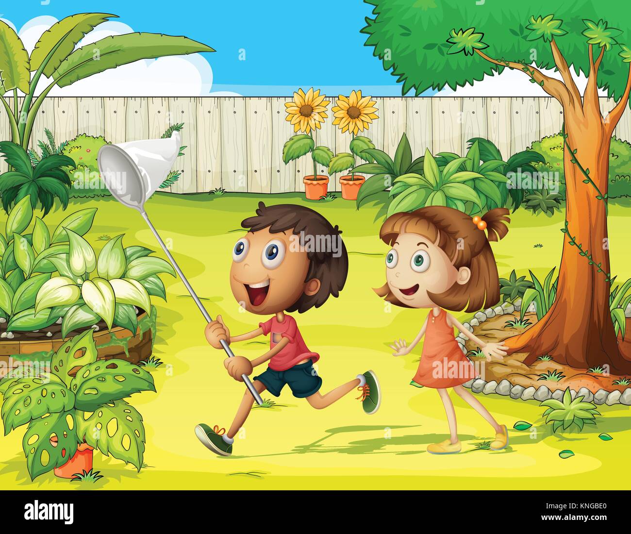 Illustration of kids in a beautiful nature Stock Vector Image & Art - Alamy