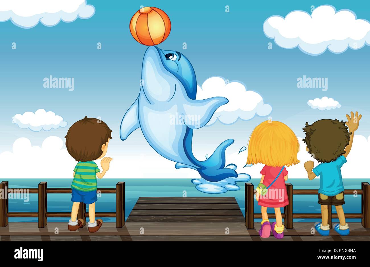 Boy dolphin cartoon illustration hi-res stock photography and images ...