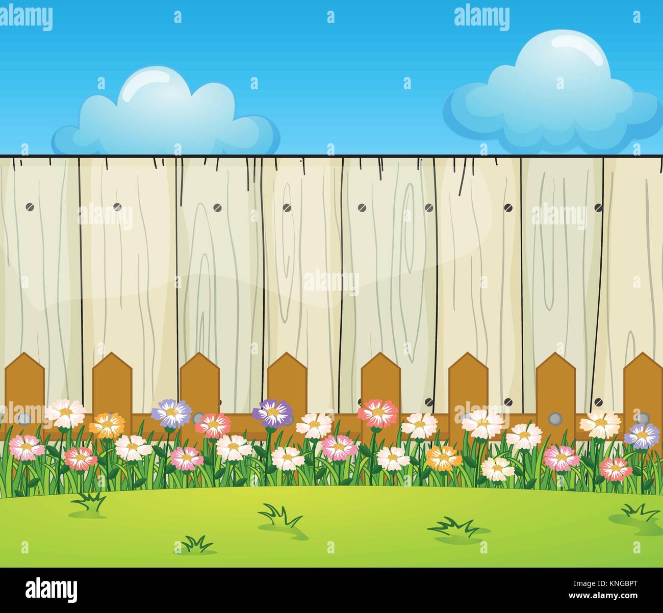 Illustration of a backyard with flowers Stock Vector Image & Art - Alamy