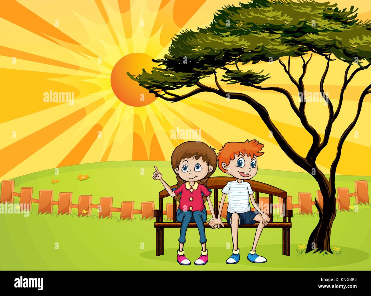 Man sitting bench kids Stock Vector Images - Alamy