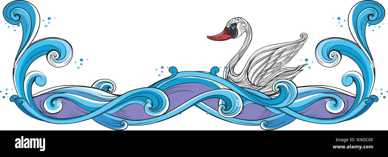 Illustration of a swan border design on a white back ground Stock ...