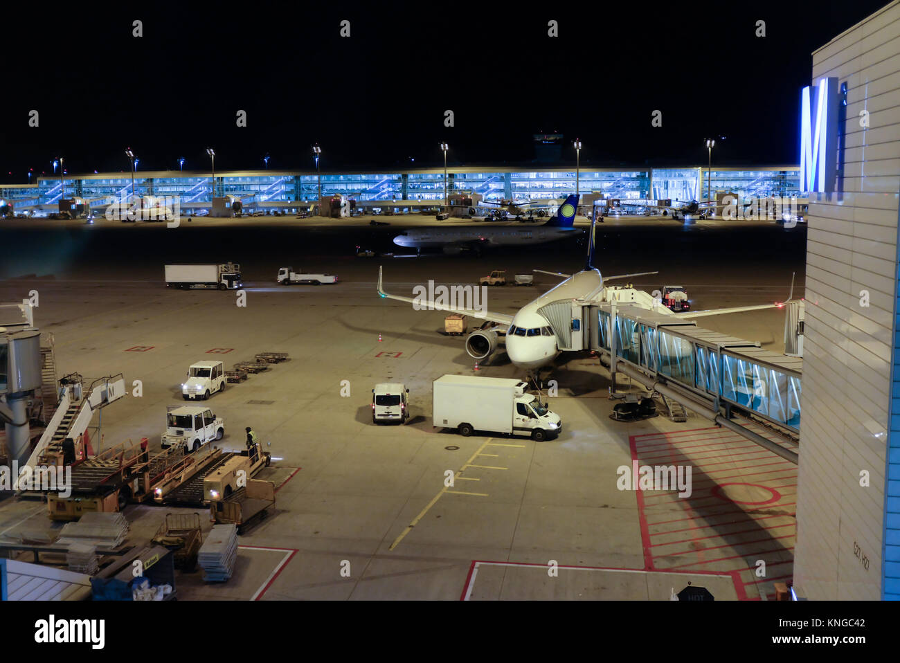 Airport at the night Stock Photo - Alamy
