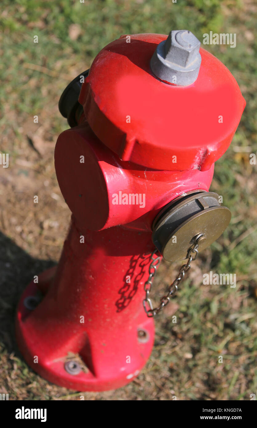 large red hydrant photographed from above ready to be used by firemen ...