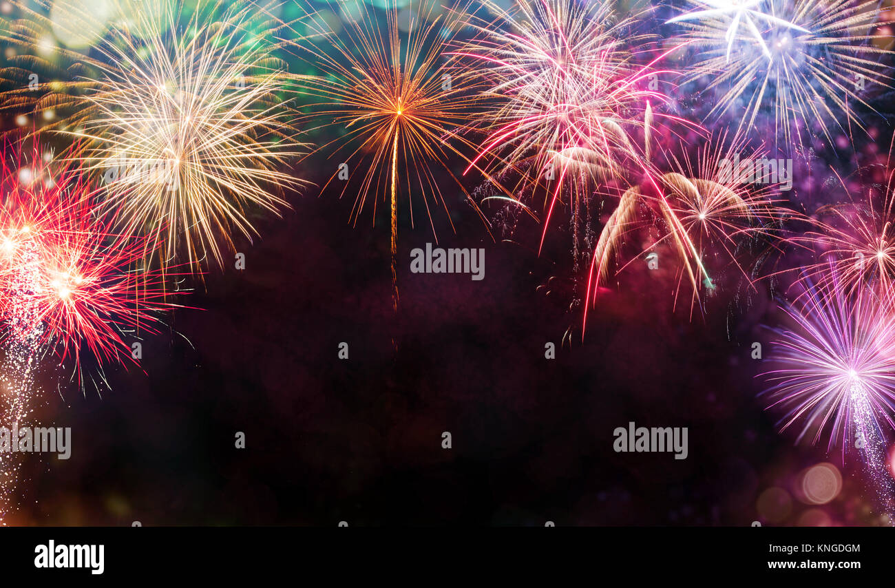 Abstract colored firework background with free space for text ...