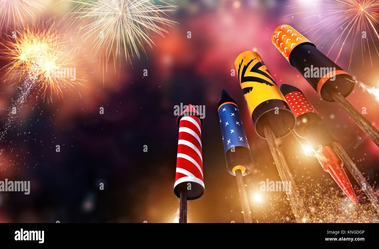 Bottle Rocket Firework Launching