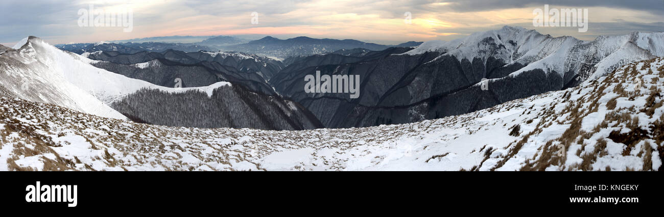 Winter mountain. Sunset in mountain Stock Photo - Alamy