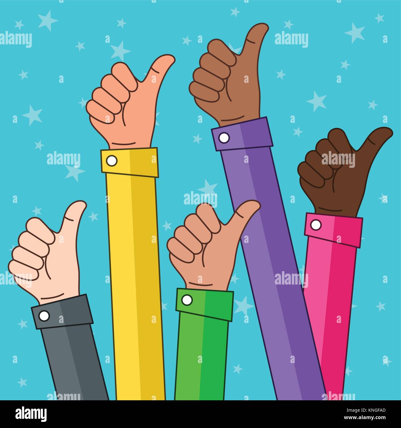 A vector illustration of Multi Ethnic Thumbs up Stock Vector Image ...