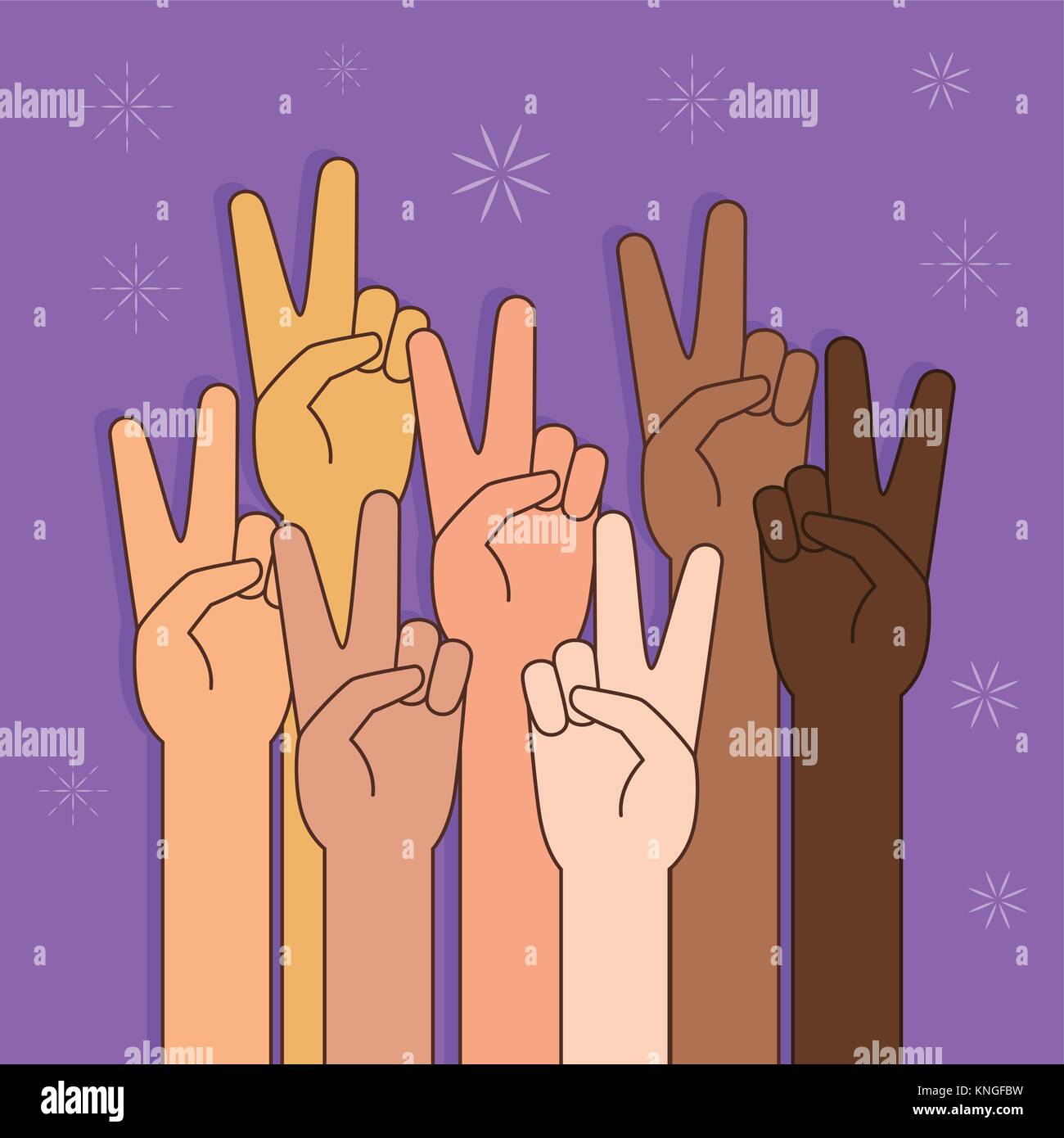A vector illustration of People With Peace or Victory Sign Stock Vector ...