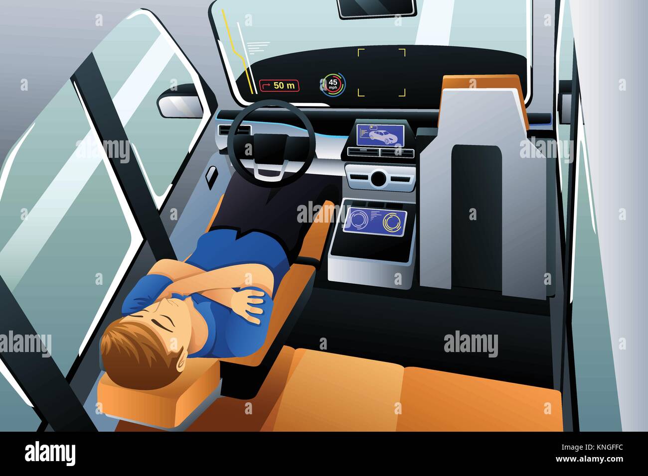 Man sleeping in vehicle Stock Vector Images - Alamy