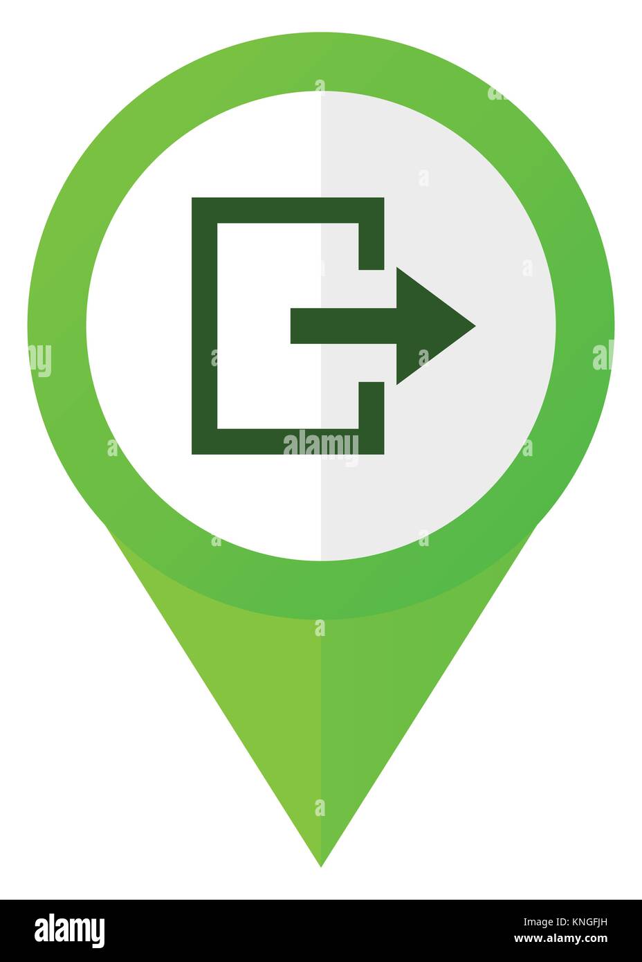 Exit green flat design pointer vector icon in eps 10 isolated on white ...