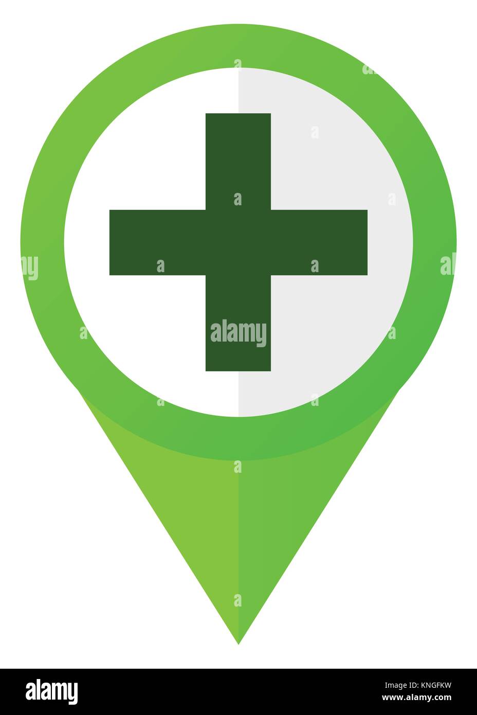 Plus green flat design pointer vector icon in eps 10 isolated on white ...