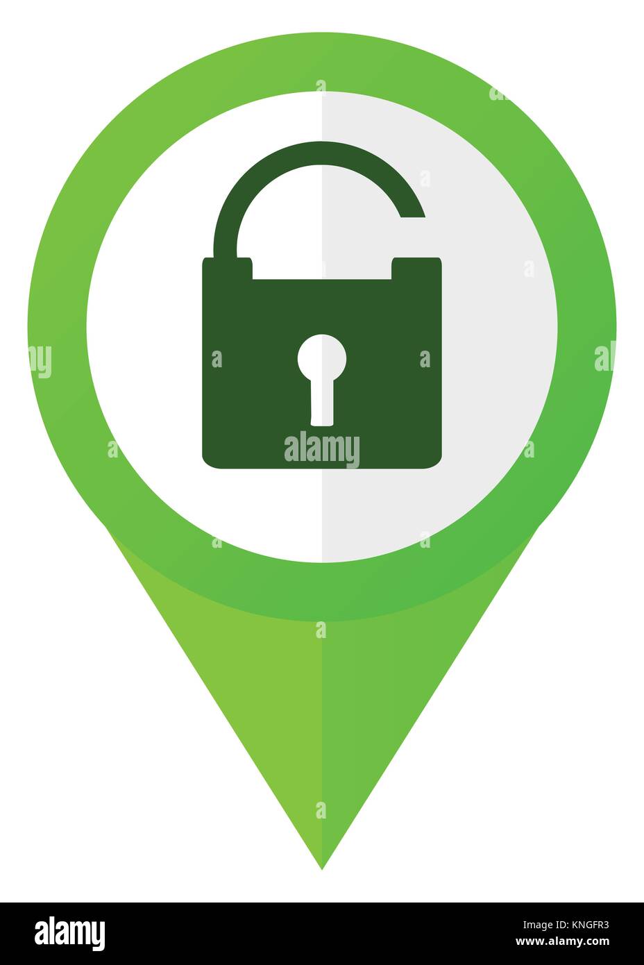 Padlock green flat design pointer vector icon in eps 10 isolated on ...