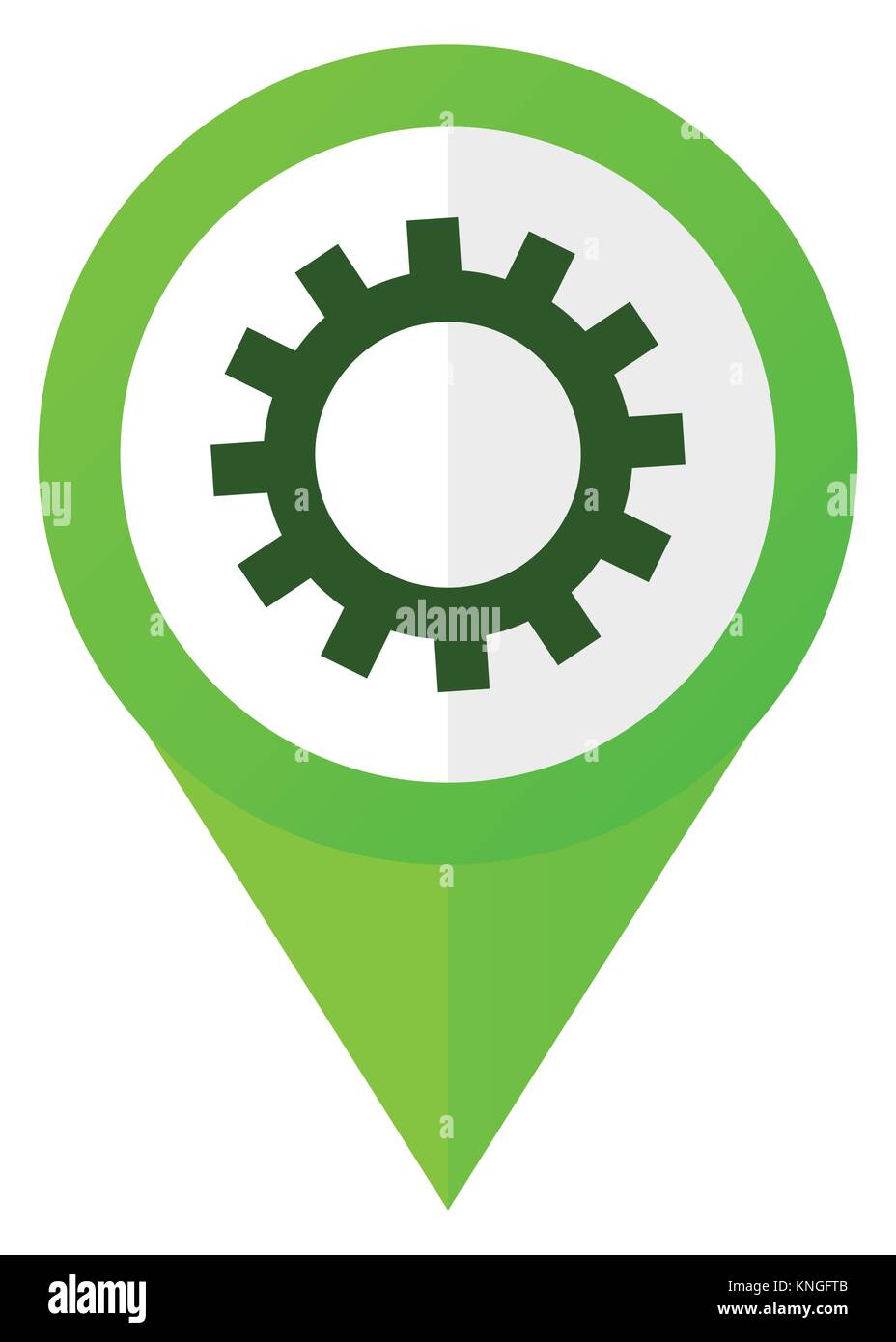 Gear green flat design pointer vector icon in eps 10 isolated on white ...