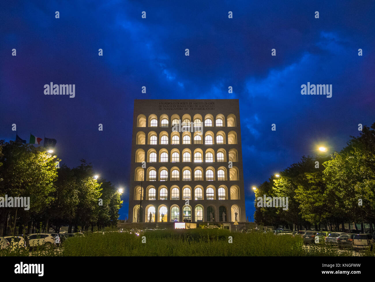 Rome, Italy - The Palazzo della Civiltà Italiana of EUR district, also ...