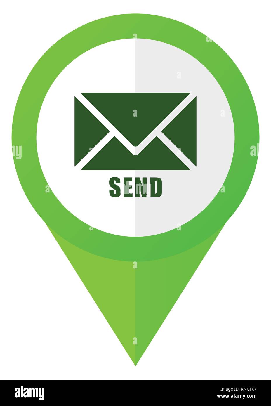 Send green flat design pointer vector icon in eps 10 isolated on white ...