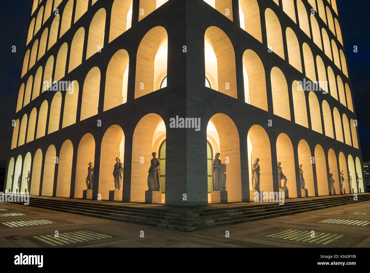 Rome, Italy - The Palazzo della Civiltà Italiana of EUR district, also ...