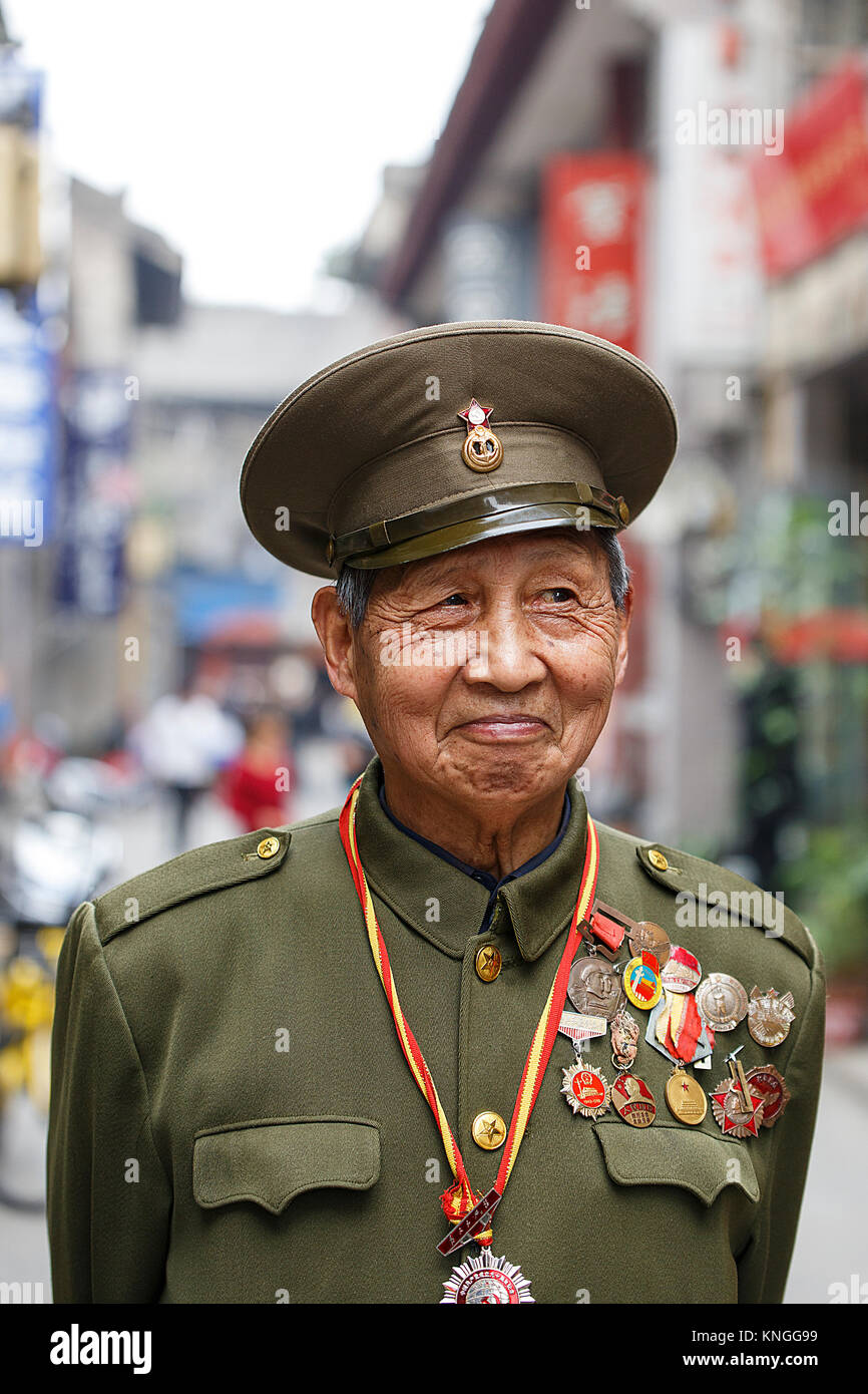 Xian,China - October 22,2017: Retired Chinese military proudly wears ...