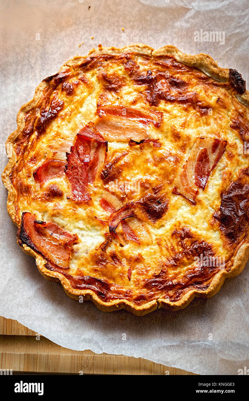 Bacon and cheddar quiche Stock Photo - Alamy