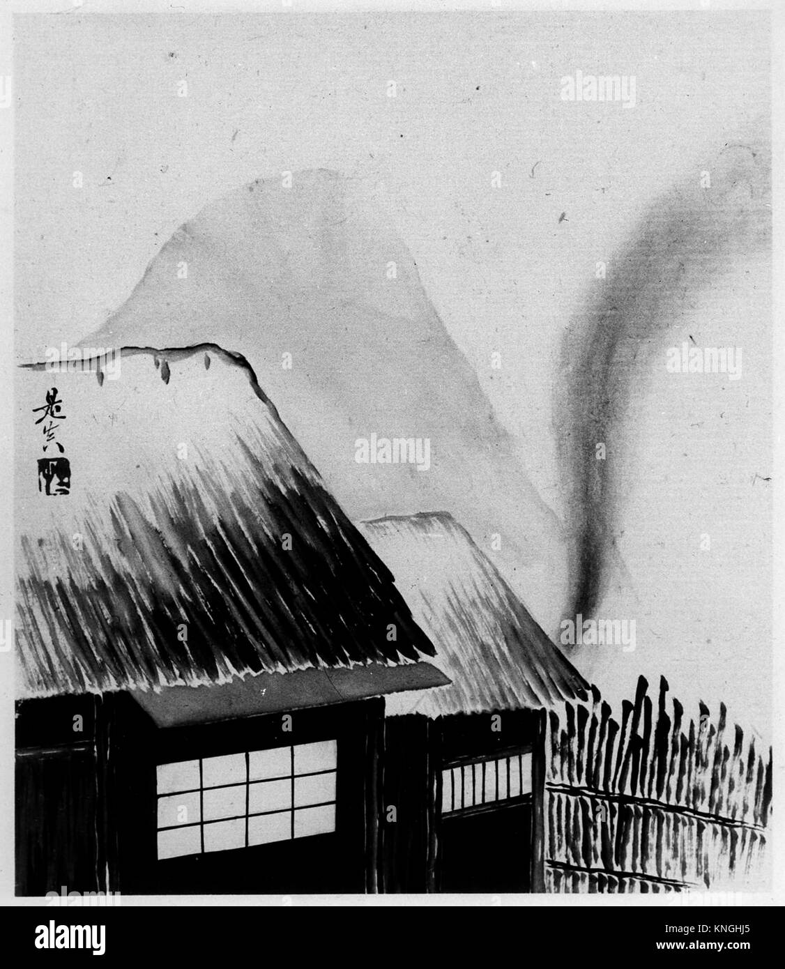 Cottage and Mountains. Artist: Shibata Zeshin (Japanese, 1807-1891 ...
