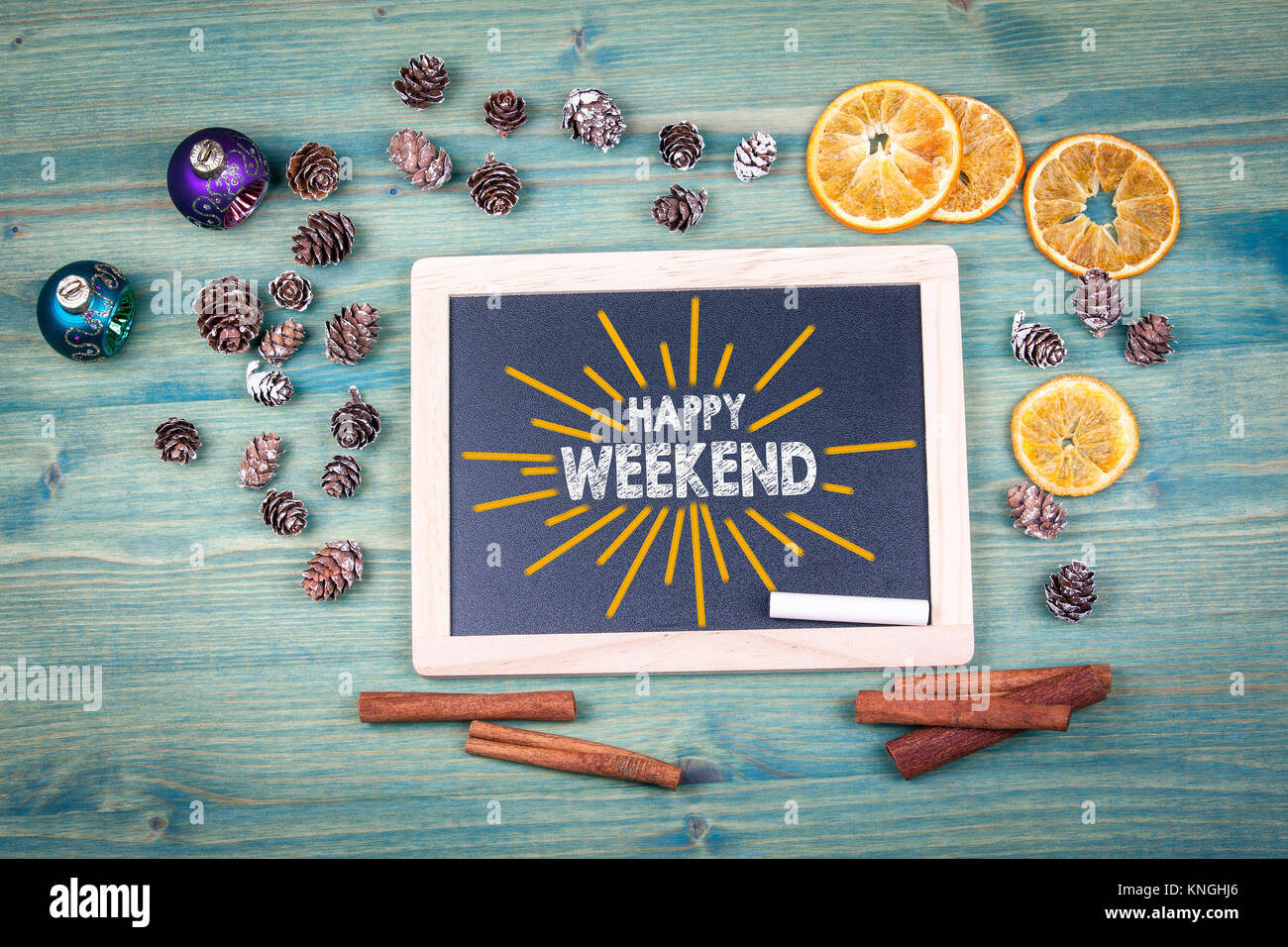 Chalkboard happy weekend hi-res stock photography and images - Alamy