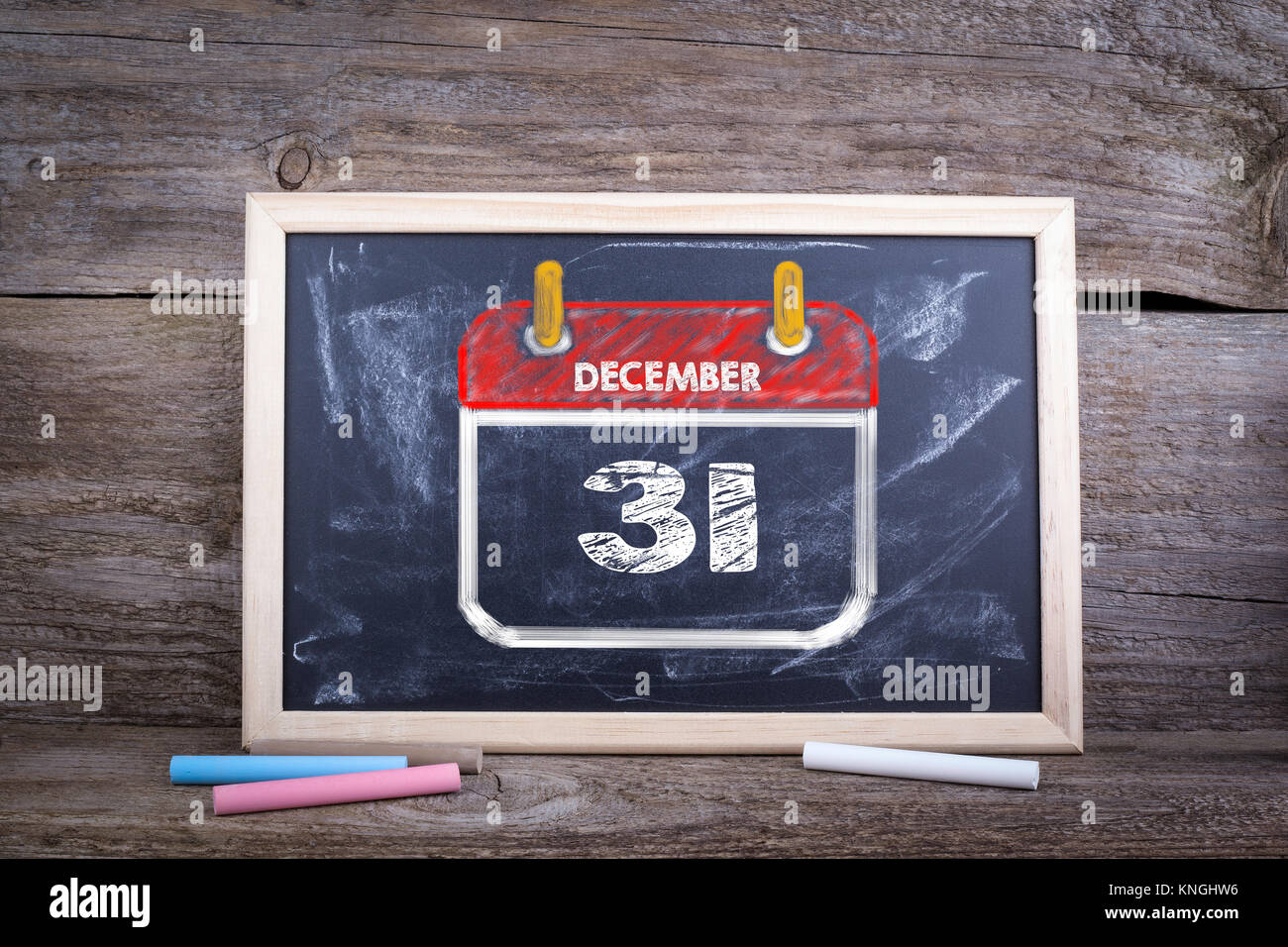New year, December 31. Chalk board Background Stock Photo - Alamy