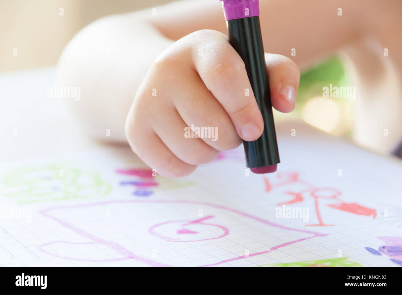 Hand of child drawing with pencil Stock Photo - Alamy