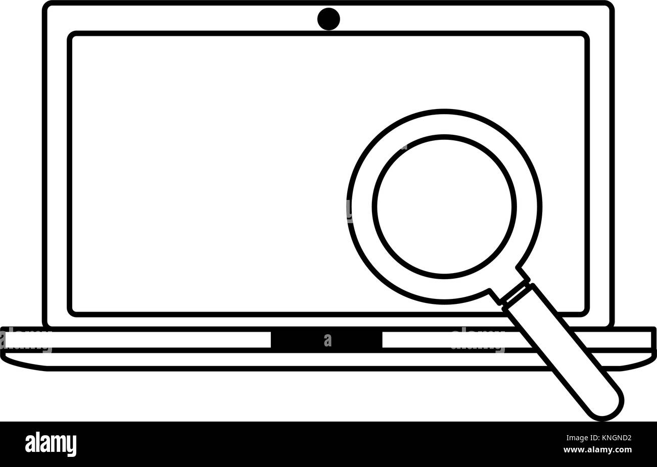 laptop computer with magnifying glass vector illustration design Stock ...