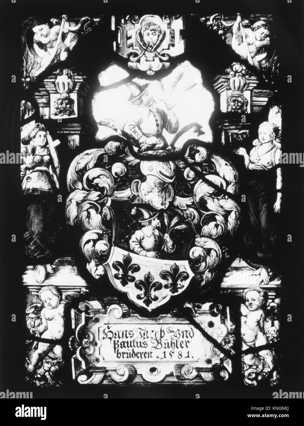 This heraldic object displays the arms of the BC3BChler family, a ...