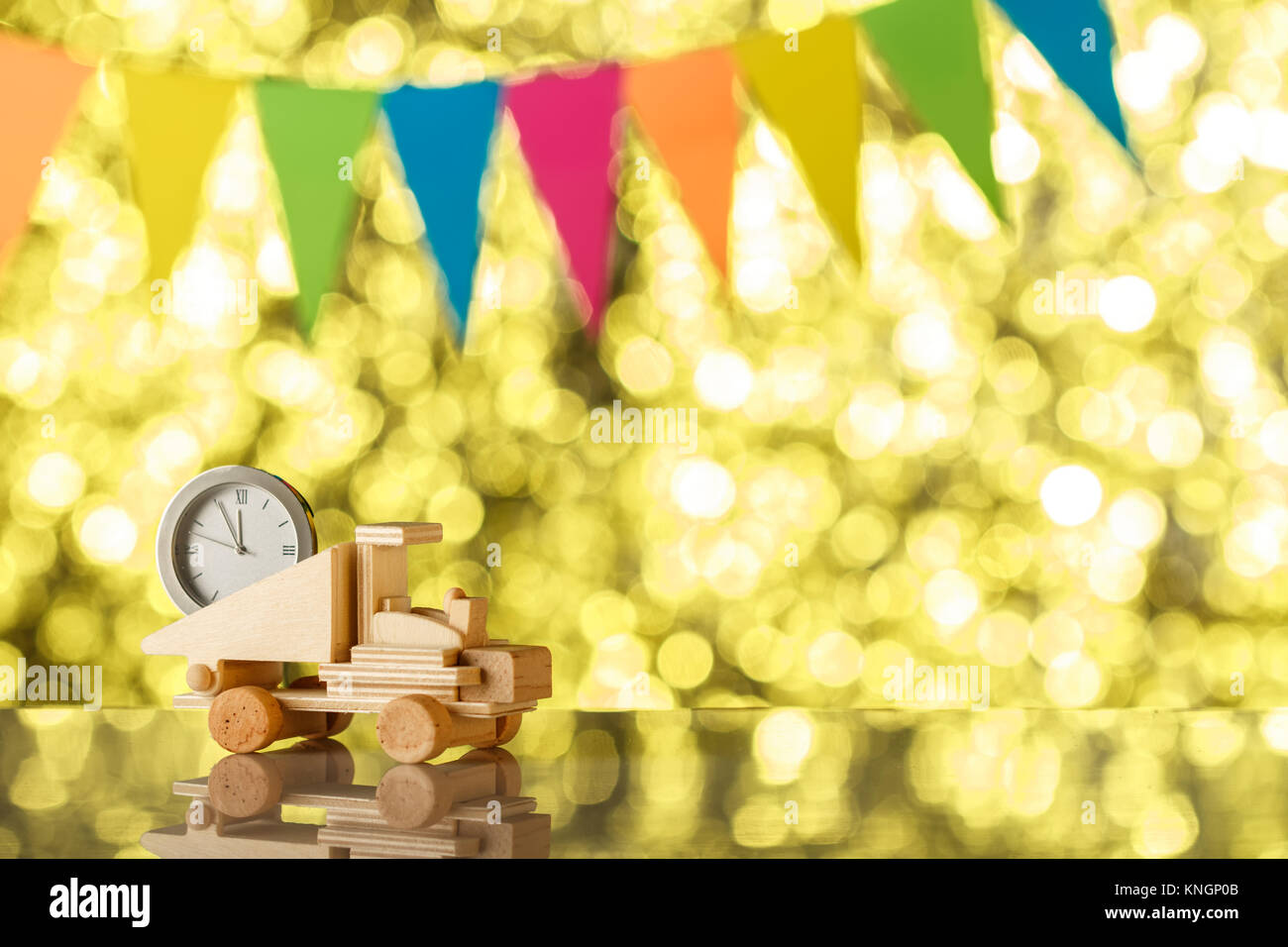 Background for Your design, festive flags. Wooden truck is bringing us ...
