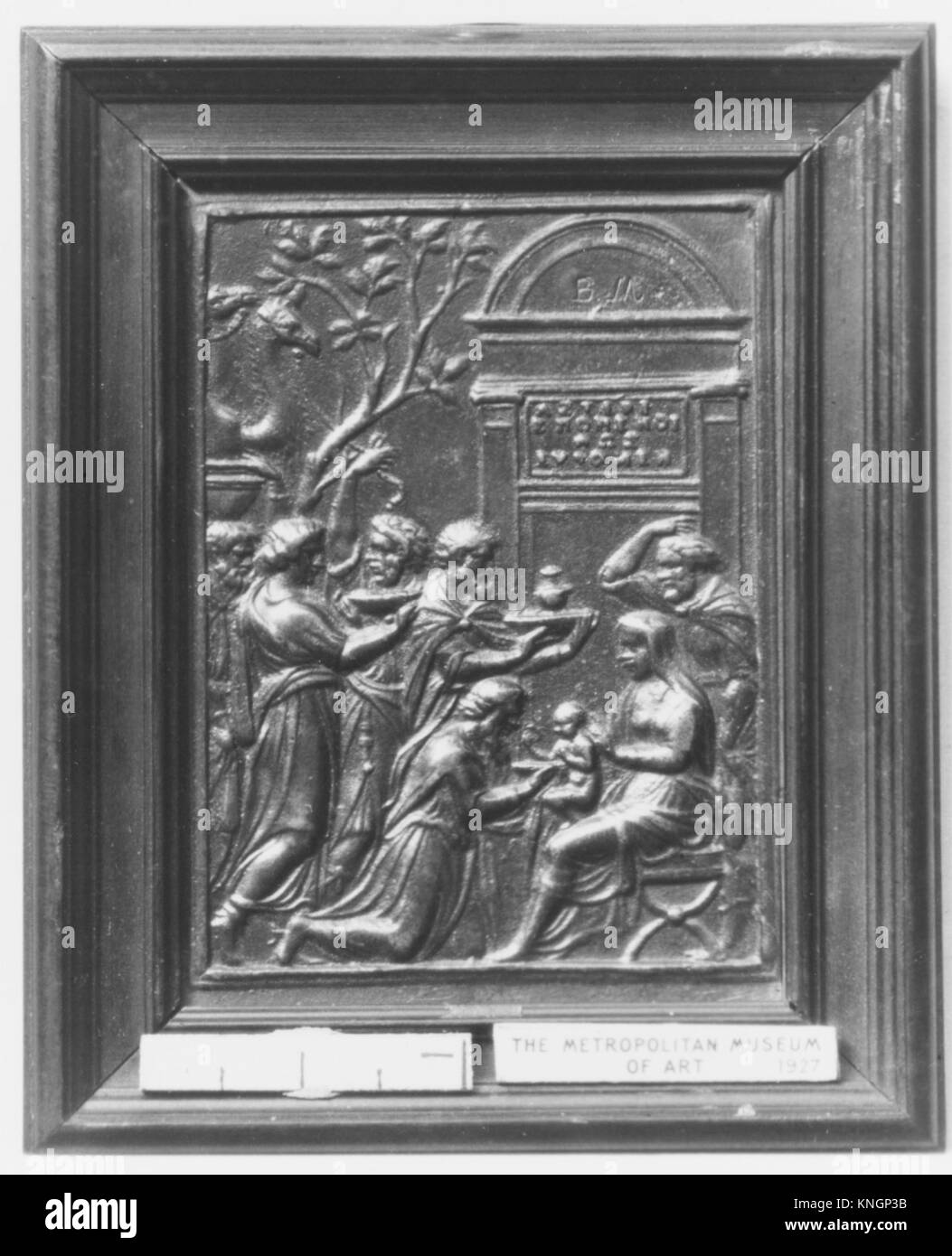 This artwork depicts the Adoration of the Magi, showing the Three Kings ...